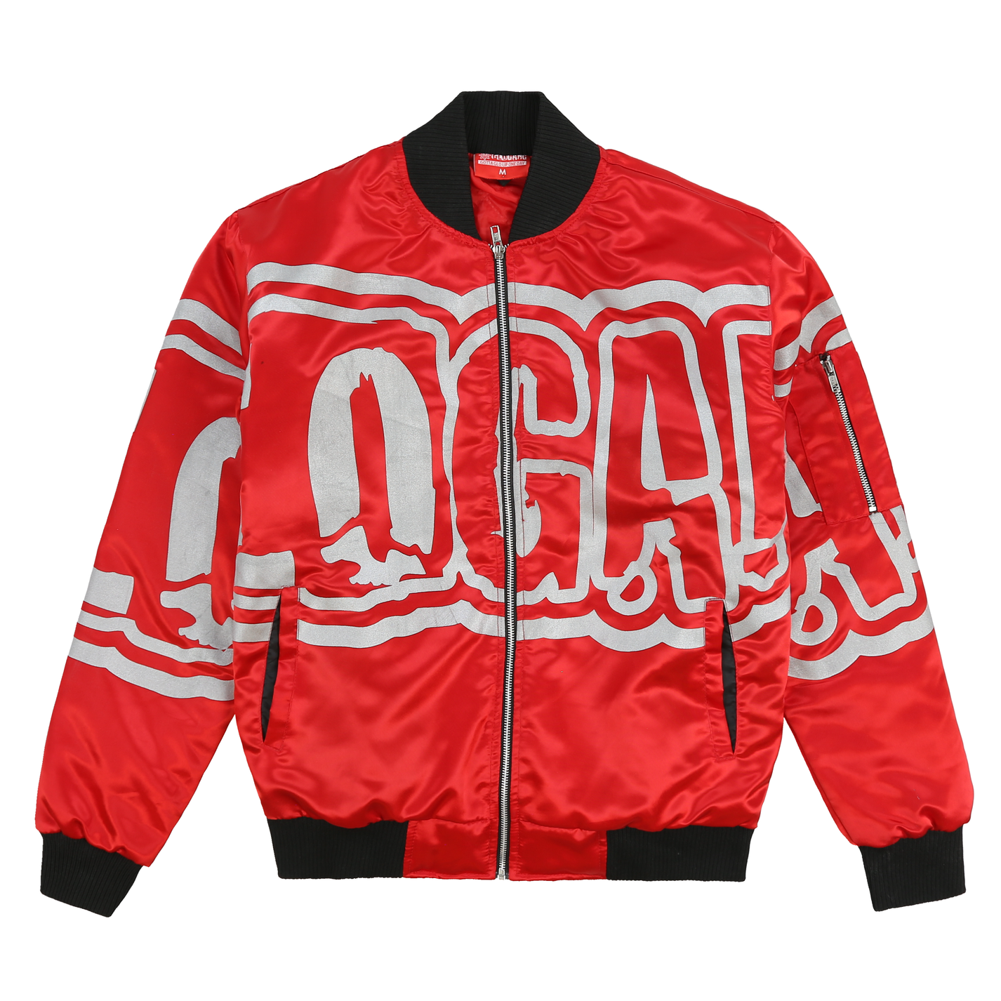 Glo Gang Oversized Font Logo Bomber Jacket (Red)